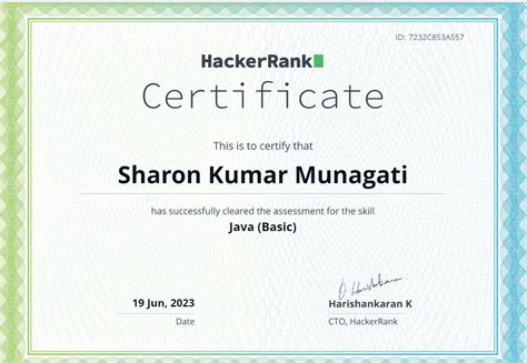 Hackerrank Certificationmilestone Lifelonglearner Sharon Kumar