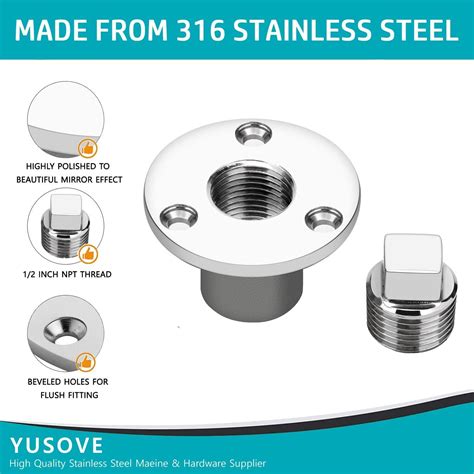 Yusove Marine 316 Stainless Steel Garboard Drain Plug Kit For Boat