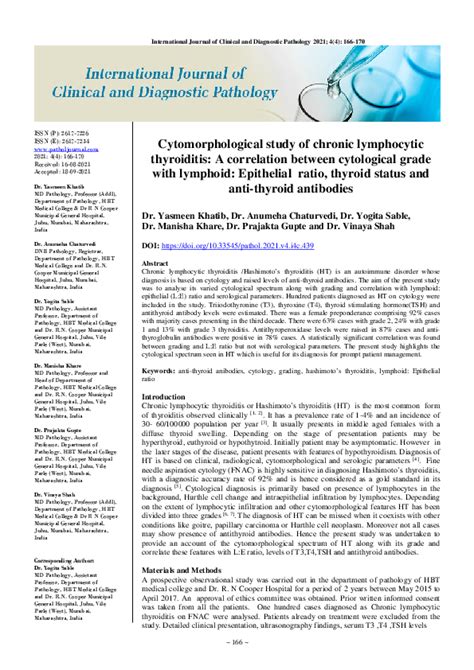 Pdf Cytomorphological Study Of Chronic Lymphocytic Thyroiditis A