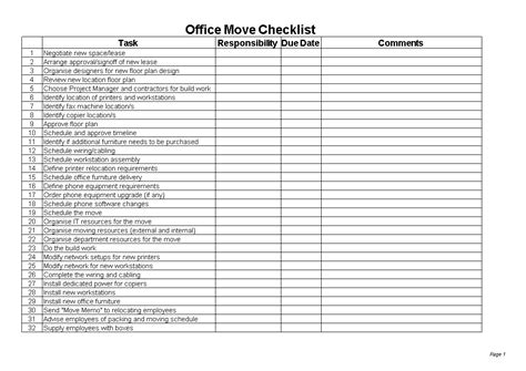 Office Relocation Project Plan Template Excel Printable Word Searches