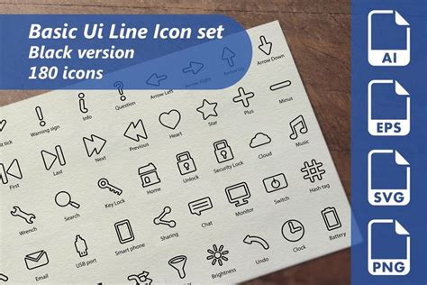 Basic UI Line Icon Set Template