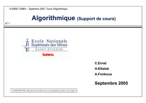 Introduction Algorithme Algorithmique