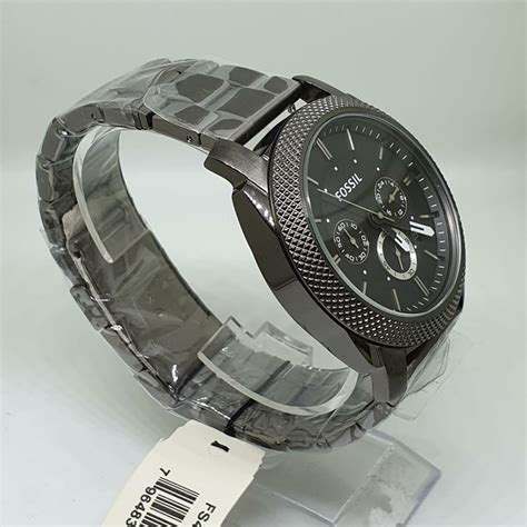 Fossil Fs4662 Machine Chronograph Smoke Stainless Steel Mens Watch For Sale Online Ebay
