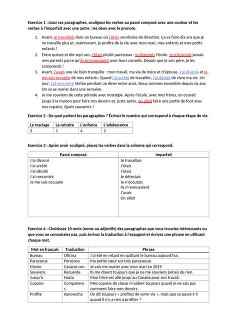 Devoir Passé Composé 1 Pdf