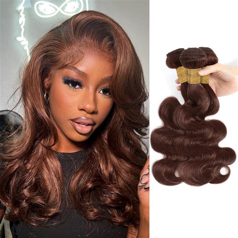 Alher Chocolate Brown Body Wave 3 Bundles Human Hair 10a