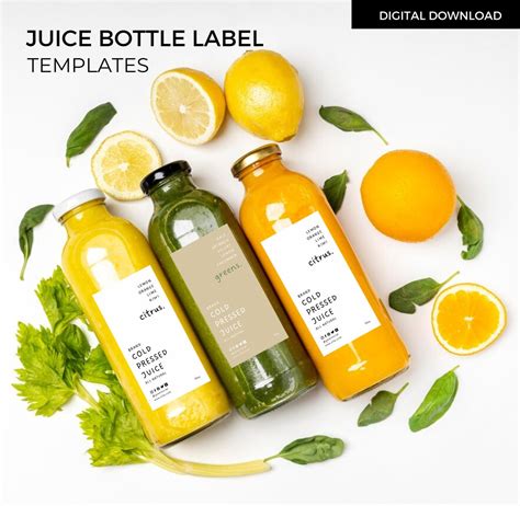 Editable Fruit Juice Bottle Labels Template Canva Fresh Juice Label