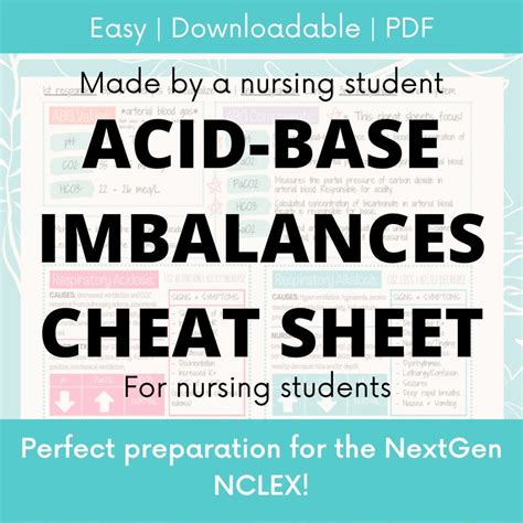 Acid Base Imbalance Cheat Sheet Made By A Nursing Student For Nursing