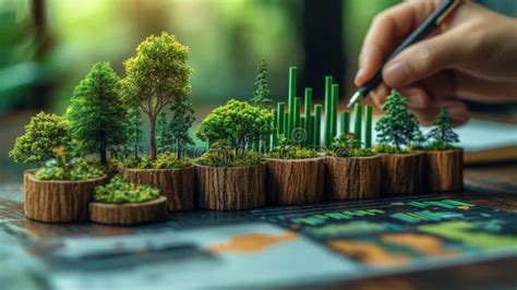 Hand Drawing On A Sheet Surrounded By Miniature Plants And Growth Data