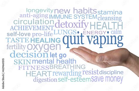 For Your Healths Sake It Is Time To Quit Vaping Word Cloud Male Hand