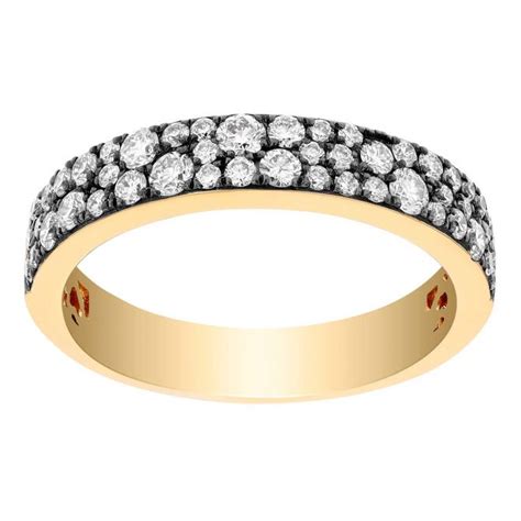 Diamond Pavé Square Edge Ring In Black Rhodium And Yellow Gold Borsheims