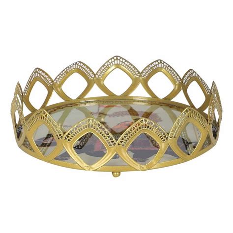 11 Inch Golden Brass Round Serving Tray Set Type Decorative Trays At