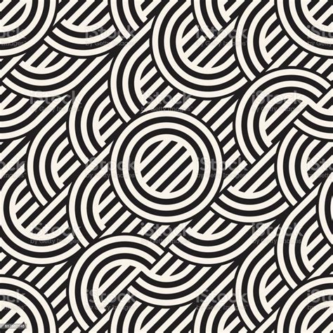 Seamless Monochrome Waving Pattern Abstract Stripy Background Vector Irregular Round Stripes