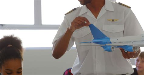Pilot Demonstrating Aircraft Model To Audience In Classroom From Pikwizard