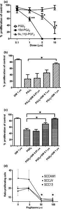 Pgd2 And 15d Pgj2 Attenuated Squamous Cell Carcinoma Scc Cell