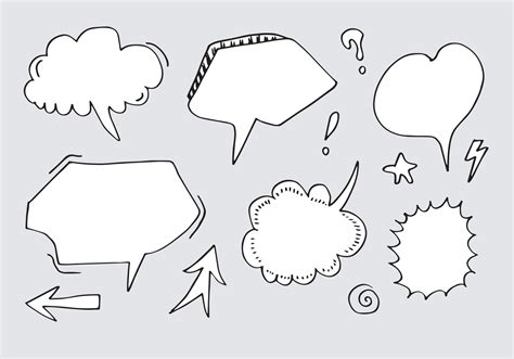 Vector Set Of Black Sketch Comics Speech Bubbles Bubble Dialog Doodle Vector Line Message
