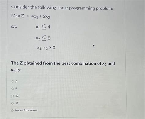 solved consider the following linear programming problem