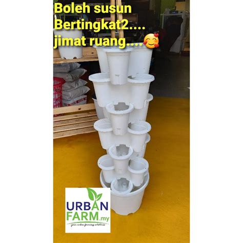 🥰3 Layer Stackable Planter Pot Vertical Pot Tower Pot Shopee Malaysia