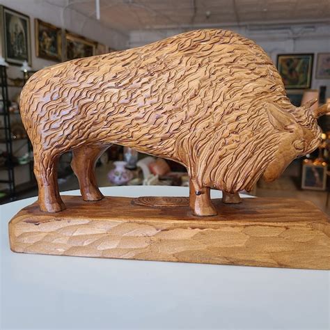 Bison Wood Carving Etsy