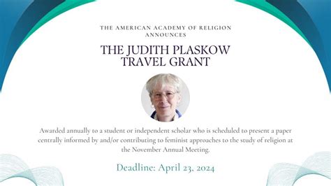 Our Judith Plaskow Travel Grant Program Awards 500 And Complimentary
