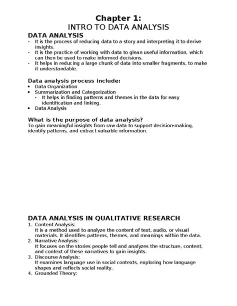 Chapter 1 Data Analysis Chapter 1 Intro To Data Analysis Data