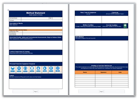 Method Statement Risk Assessment Template Free Templates Printable