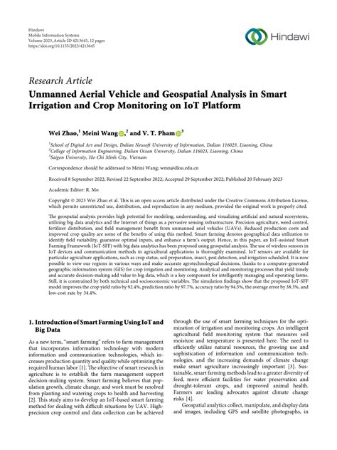 PDF Unmanned Aerial Vehicle And Geospatial Analysis In Smart Irrigation And Crop Monitoring On