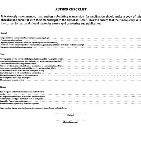 Author Checklist International Journal Of Tropical Insect Science