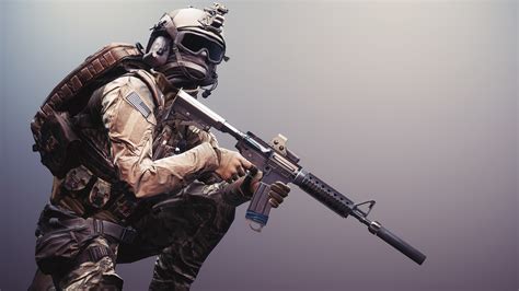 Battlefield 4 Hd Soldier With Rifle Intense Video Game Action Wallpaper