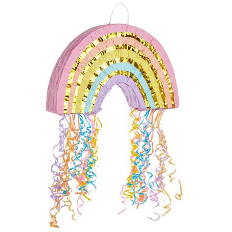 Rainbow Pull String Pinata For Pastel Birthday Decorations Gender