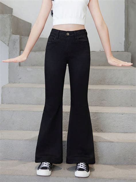 Tween Girl Stretchy Skinny Flare Jeans Shein Usa