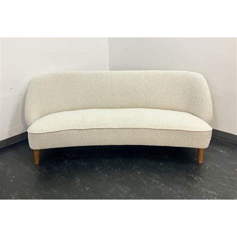 Scandinavian Mid Century Modern Curved Sofa In Bouclé 1940s Chairish