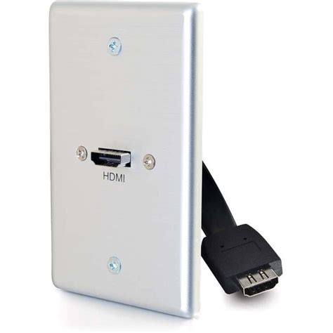 Hdmi Pass Through Single Gang Wall Plate Brushed Aluminum Ctg 39870