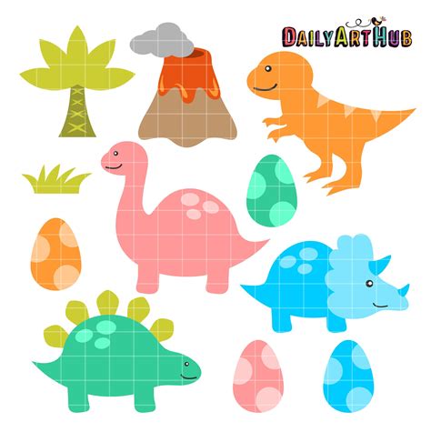 Dinosaurs Clip Art Set Dinosaurs Template Dinosaur Clipart Free