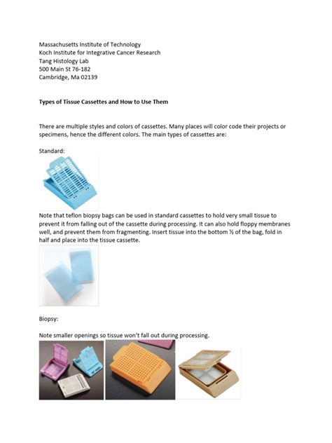 Types Of Tissue Cassettes And How To Use Them Pdf