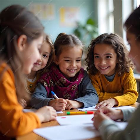 Diverse Group Of Students Collaborating In Classroom Premium Ai