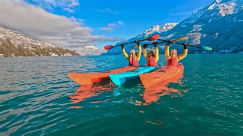 Winter Kayaking In Interlaken Paddling On Lake Brienz In The Swiss