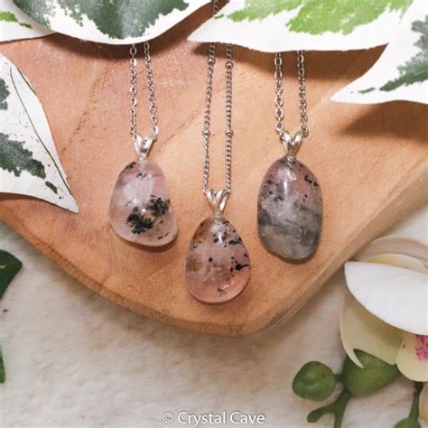 Amphibole Quartz Pyroxene Mica Pendant Necklace 925 Sterling Silver