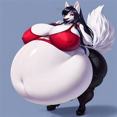 Furry Anthro White Wolf Girl Hyper Inflation By Wabbafeegi On Deviantart