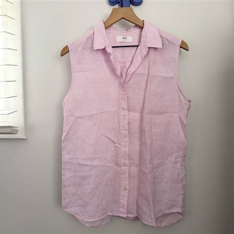 Uniqlo Tops Uniqlo Medium Linen Sleeveless Button Up Shirt Light