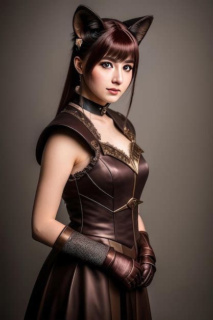 Premium Ai Image Girl Cosplay Cat