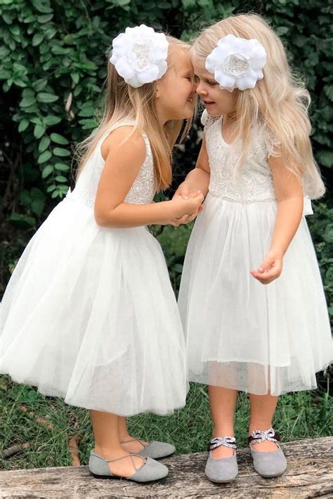 Princess White Tea Length Flower Girl Dress Flower Girl Dresses Tea