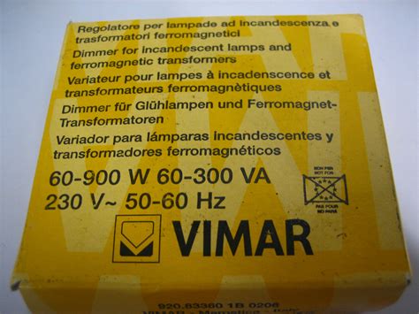 Vimar 08336 New Dimmer Switch For Light 230v 60 900w 60 300va White