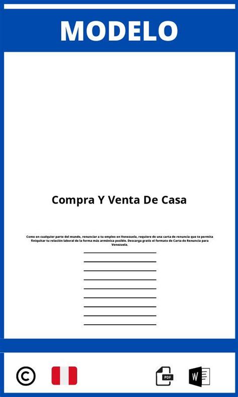 Modelo De Compra Y Venta De Casa 2026