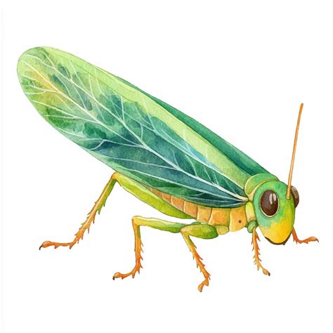 Leafhopper Cute Watercolor Clipart Illustration Isolated Premium Ai Generated Vector