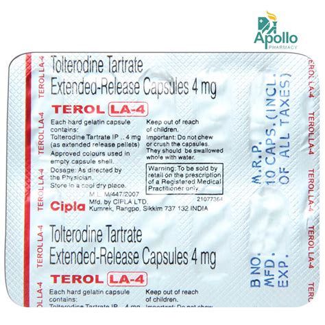 Terol La 4 Capsule 10s Price Uses Side Effects Composition Apollo
