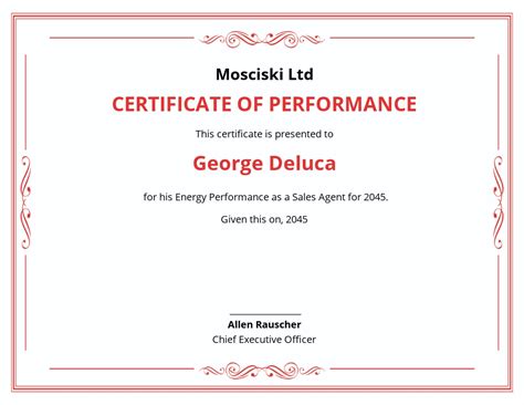 13 Free Performance Certificate Templates [customize And Download]