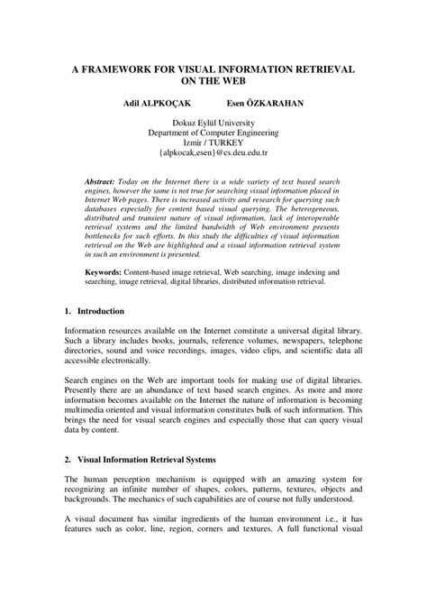 Pdf A Framework For Visual Information Retrieval On The Web