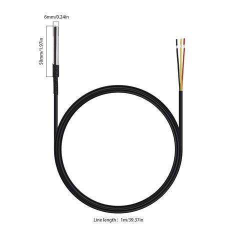 DS B Digital Temperature Sensor Stainless Steel Waterproof Probe With Meter Cable Measuring
