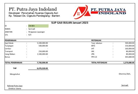 10 Contoh Slip Gaji Karyawan Dan Komponen Pentingnya