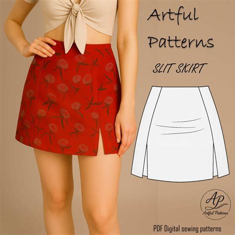 Pdf Mini Skirt With Side Slits Sewing Patternwomen Sewing Pattern